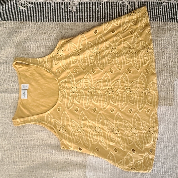 Daytrip | Tops | Sleeveless Tank Embroidered Eyelet Cutout Mustard ...